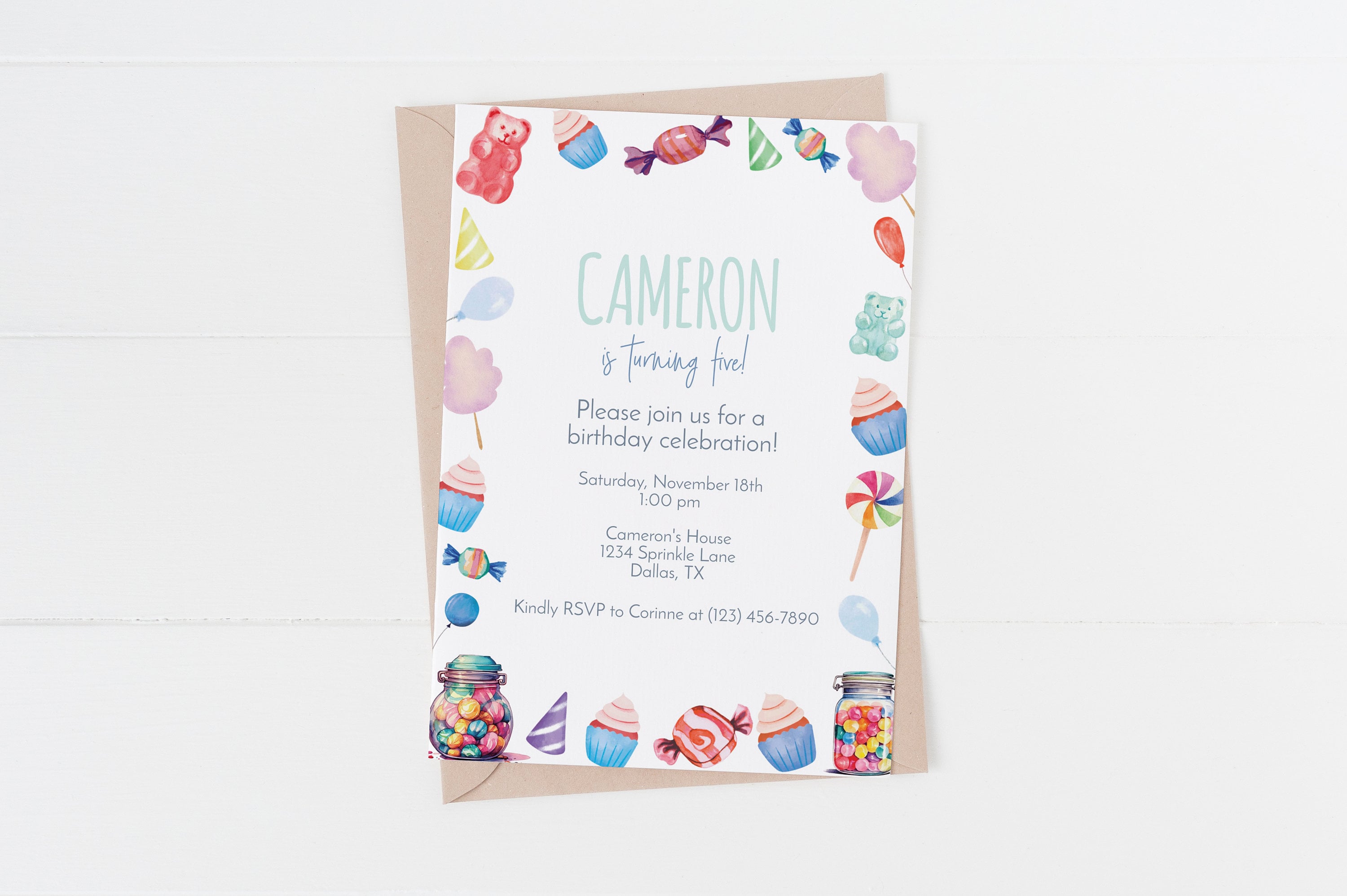 Candy Party Invitation Template, Candy Birthday Invite, Candy Invite ...