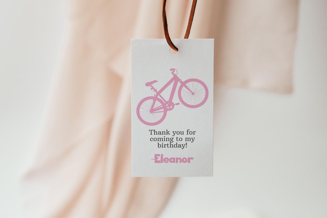Bicycle Birthday Favor Tag Template, Editable Bike Party Tags (instant ...