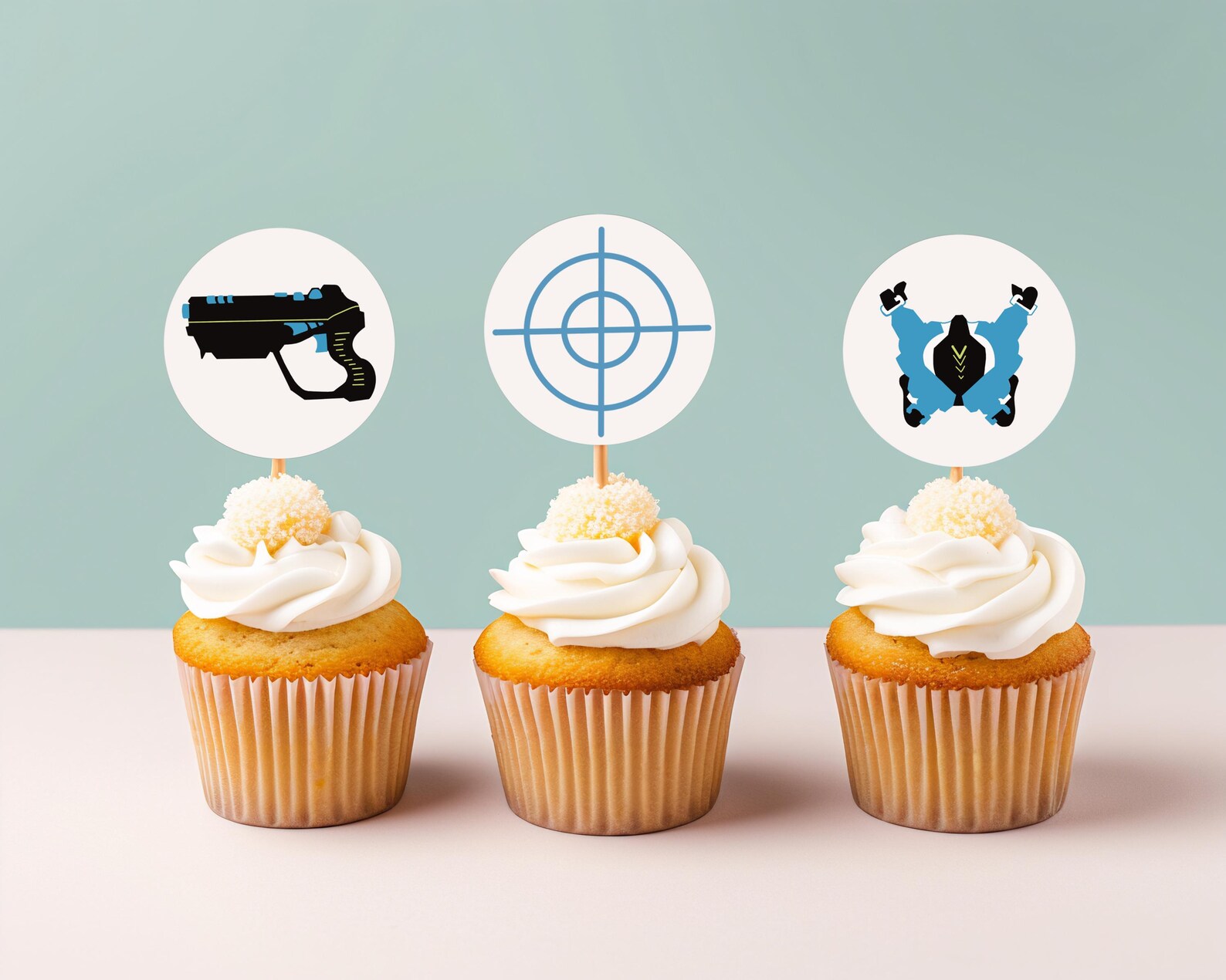 Laser Tag Cupcake Topper Template, Cupcake Toppers, Birthday Party ...