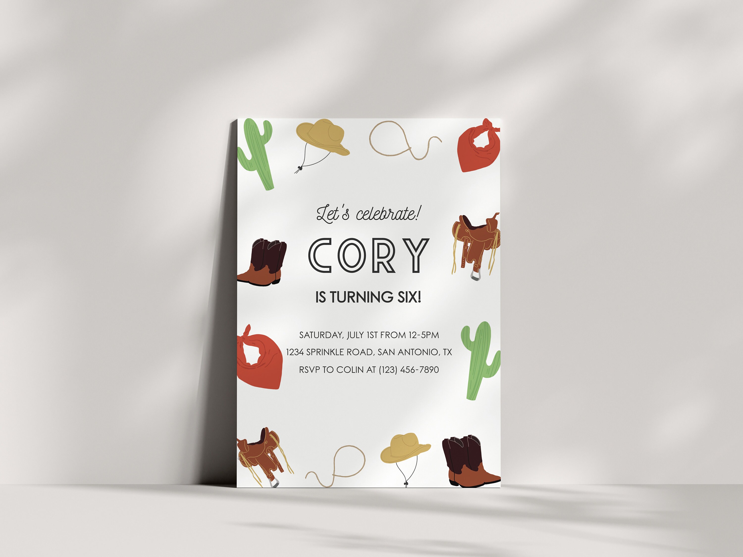 Cowboy Birthday Invitation Template, Editable Rodeo Birthday Party ...