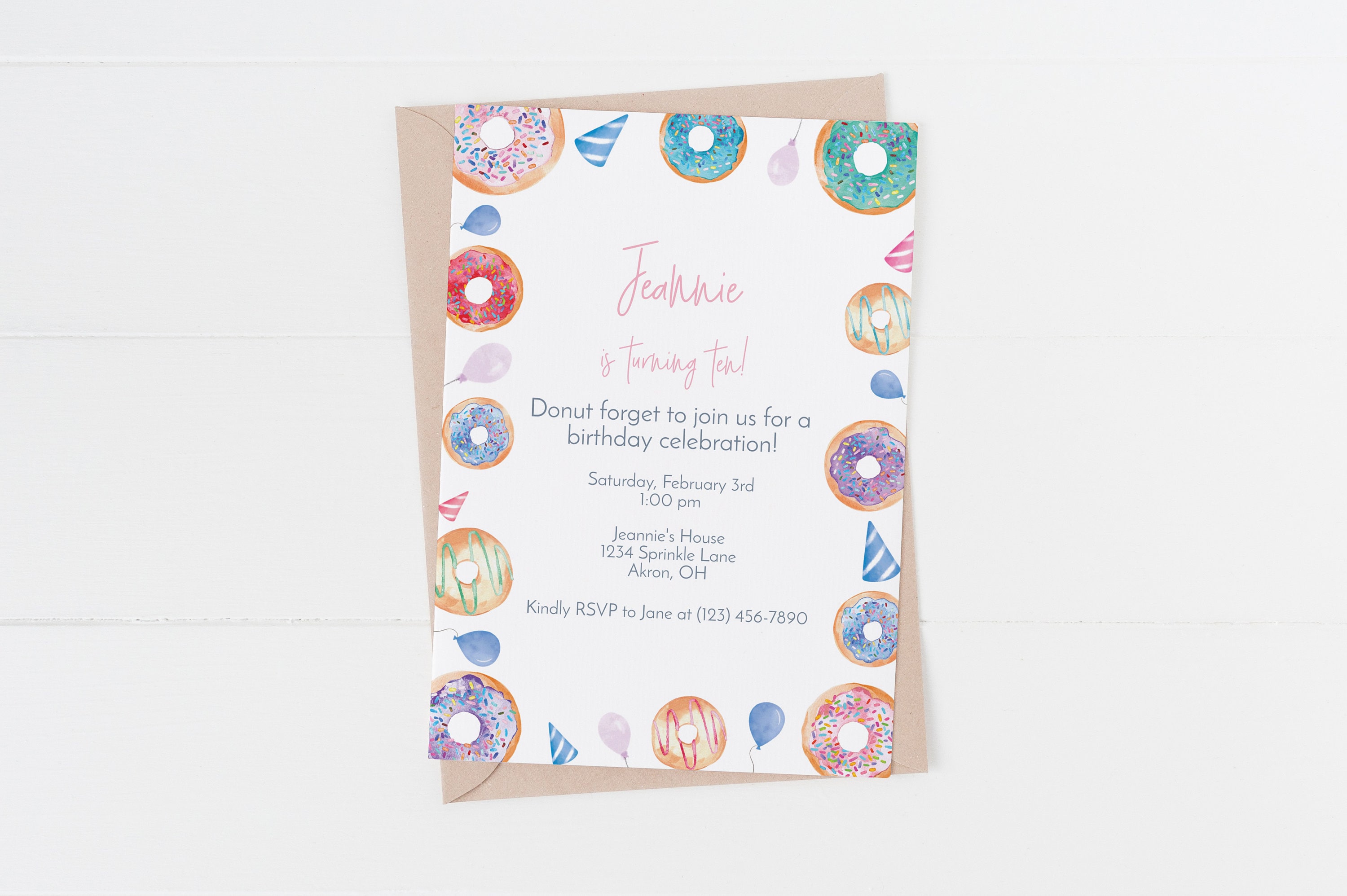 Donut Invitation Template, Donut Birthday Invite, Donut Party Invite ...