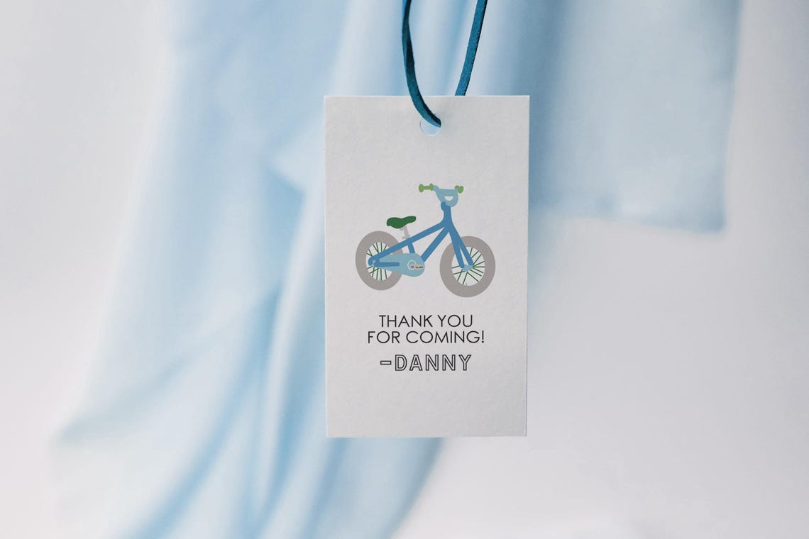 Bike Party Favor Tag Template, Bike Birthday Party Favor Tags, Birthday ...