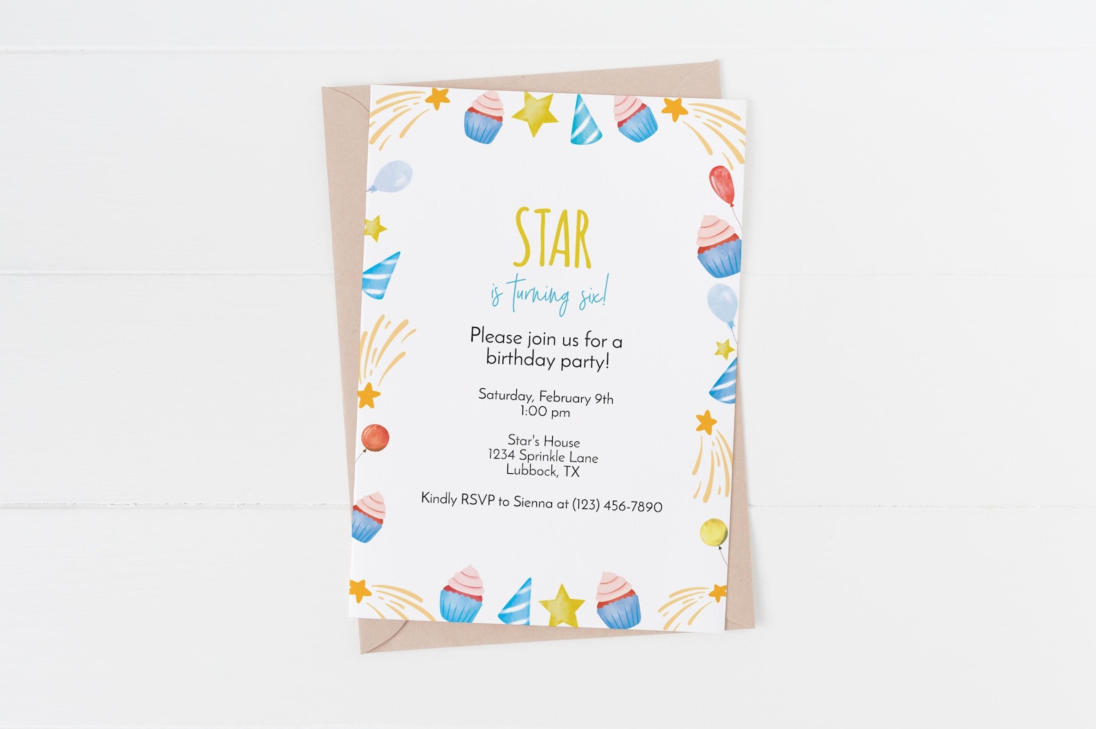 Shooting Star Birthday Invitation, Editable Party Invite (digital ...