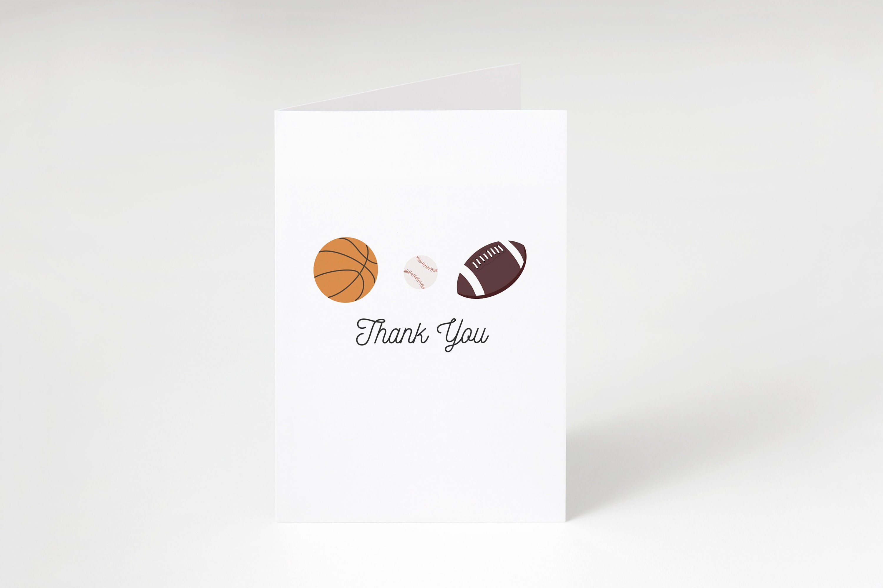 Sports Thank You Card Template, Sports Birthday Party Thank You Card ...