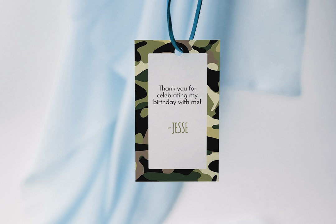 Camouflage Party Favor Tag Template, Camo Birthday Party Favor Tags ...