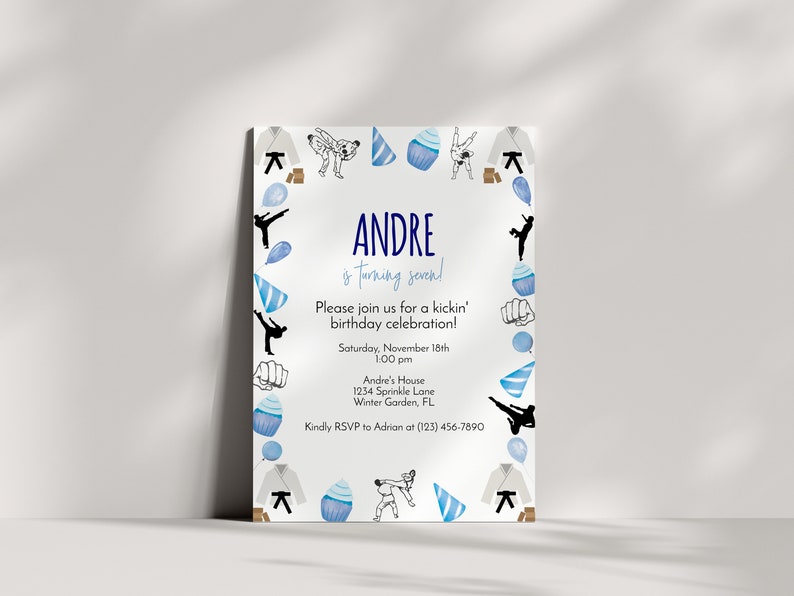 Taekwondo Birthday Invitation Template, Editable Taekwondo Birthday ...