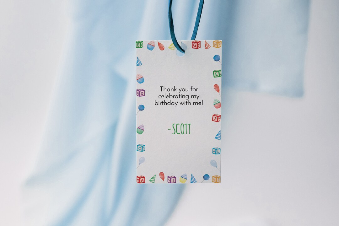 Blocks Party Favor Tag Template, Birthday Party Favor Tags, Birthday ...