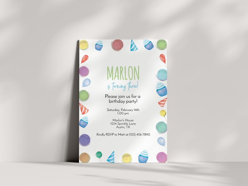 Marbles Theme Birthday Invitation Template, Editable Marbles Birthday ...