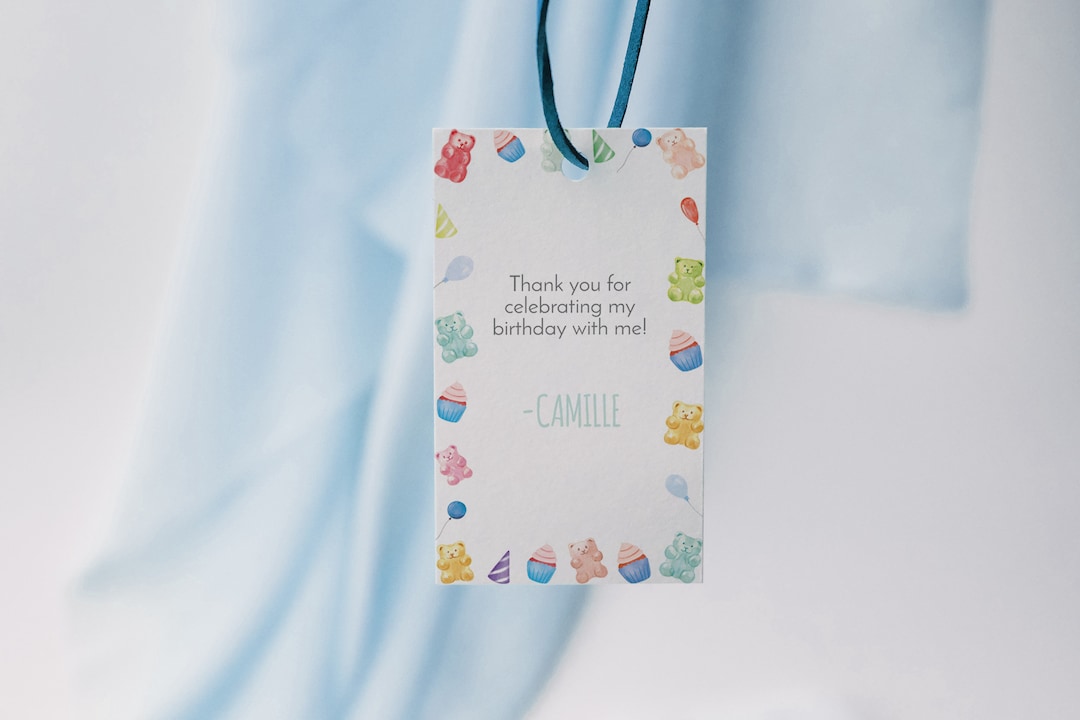 Gummy Bear Party Favor Tag Template, Birthday Party Favor Tags ...