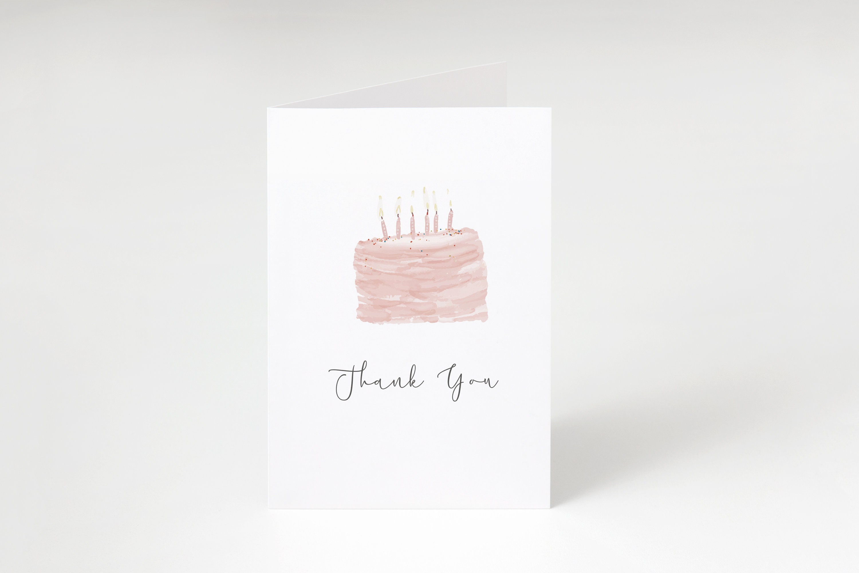 Pink Cake Thank You Card Template, Birthday Party Thank You Card ...