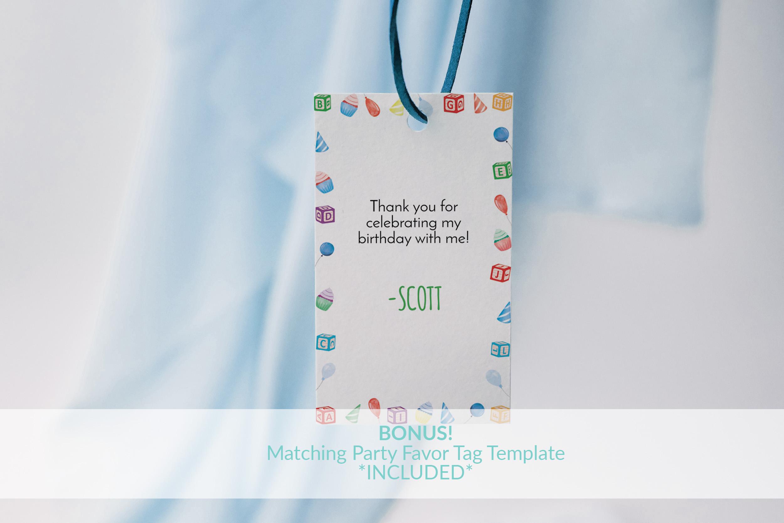 ABC Blocks Theme Invitation Template, Editable Birthday Party Invite ...