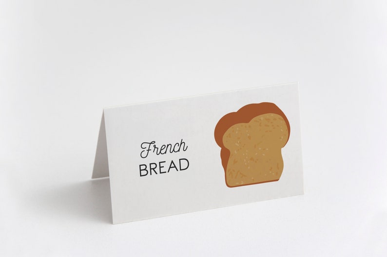Bread Party Food Tent Template, Editable Food Labels (instant Download ...