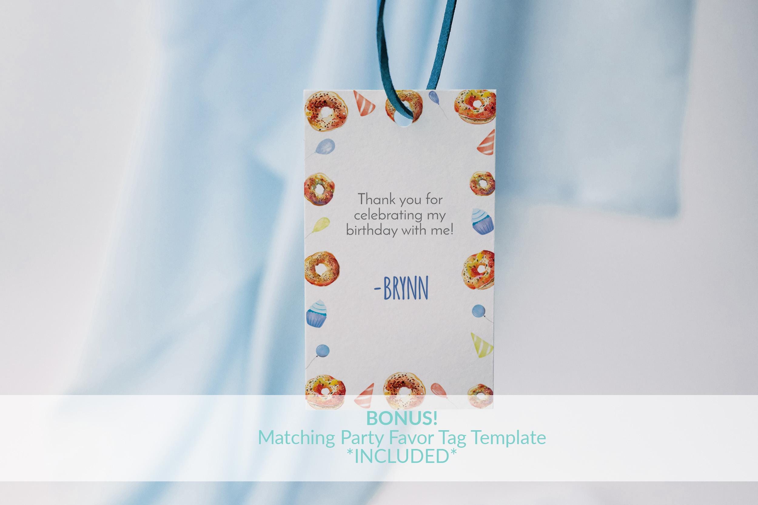 Bagel Birthday Invitation Template, Editable Breakfast Birthday Party ...