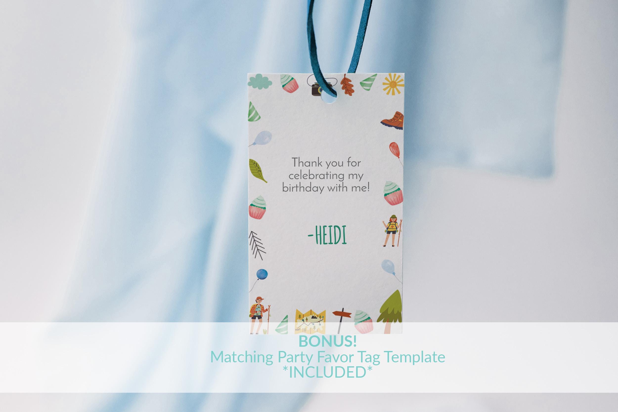Hiking Birthday Invitation Template, Editable Party Invite (instant ...