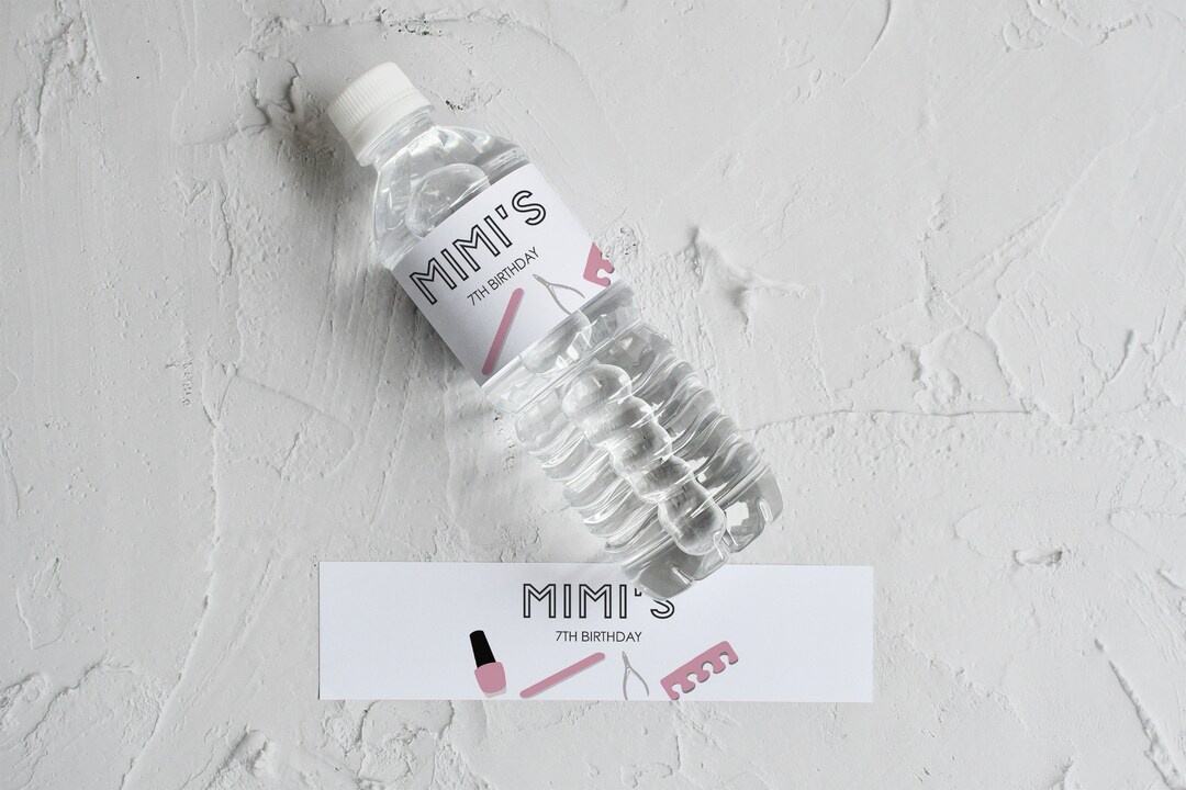 Mani Pedi Water Bottle Label Template, Birthday Party Water Bottle ...