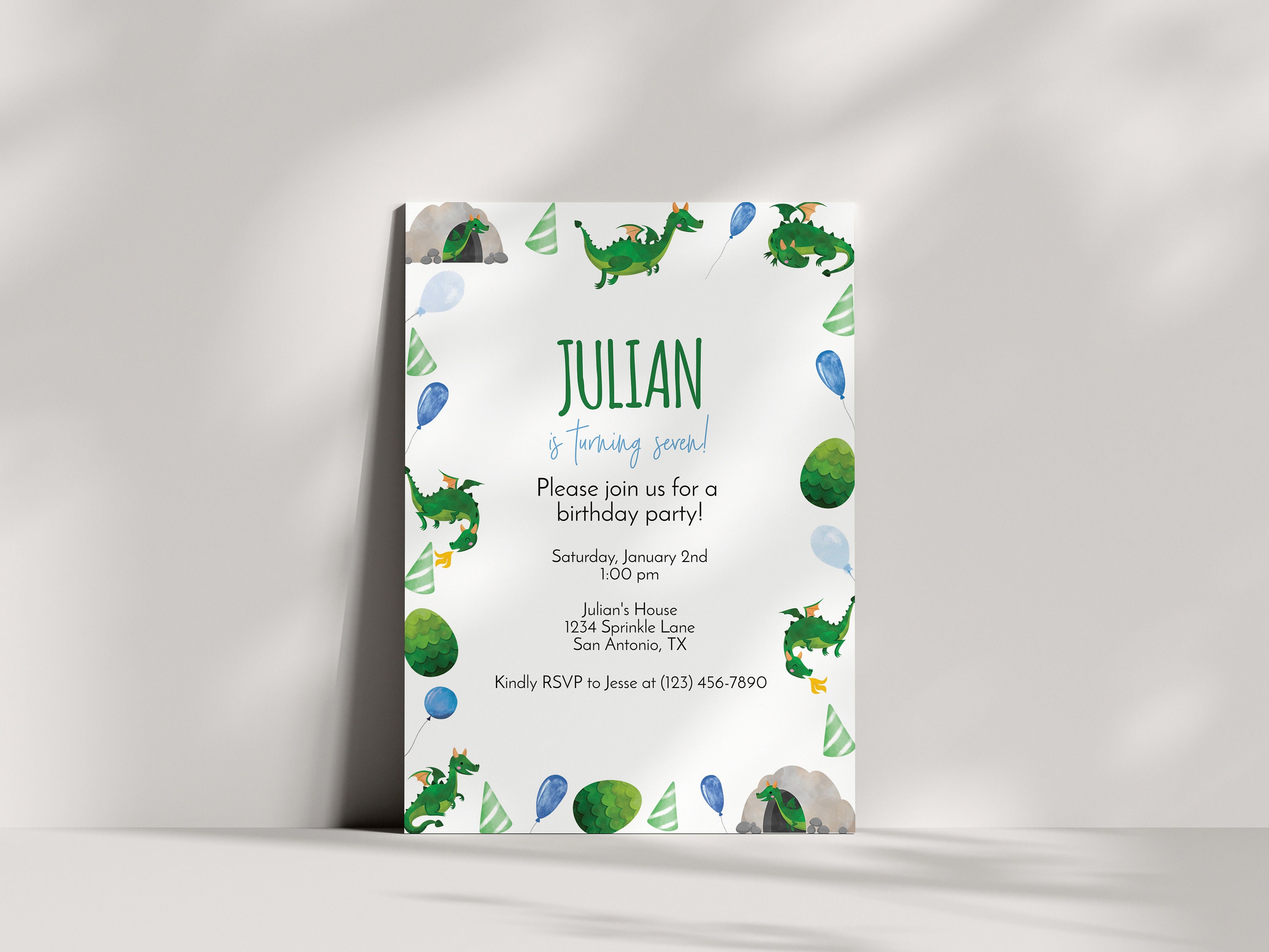 Dragon Birthday Invitation Template, Editable Dragon Birthday Party ...