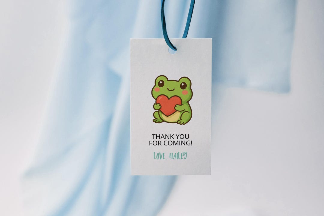 Frog Party Favor Tag Template, Editable Birthday Party Tag (instant ...