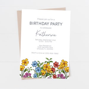 Floral Party Template Bundle, Flower Party Templates, Editable, Instant ...