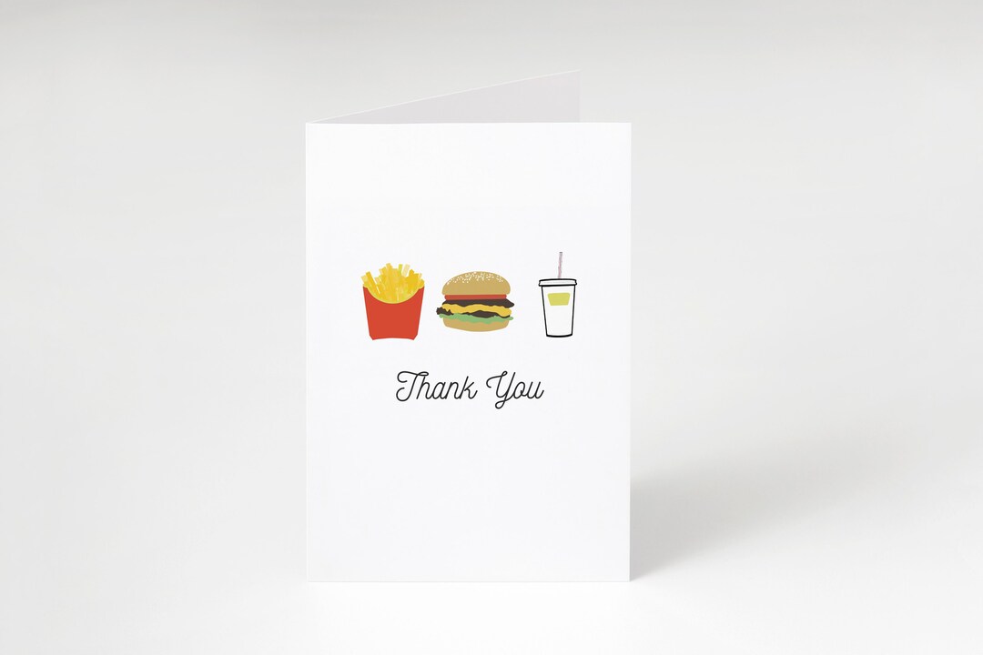 Cheeseburger and Fries Card Template, French Fries Thank You Template ...