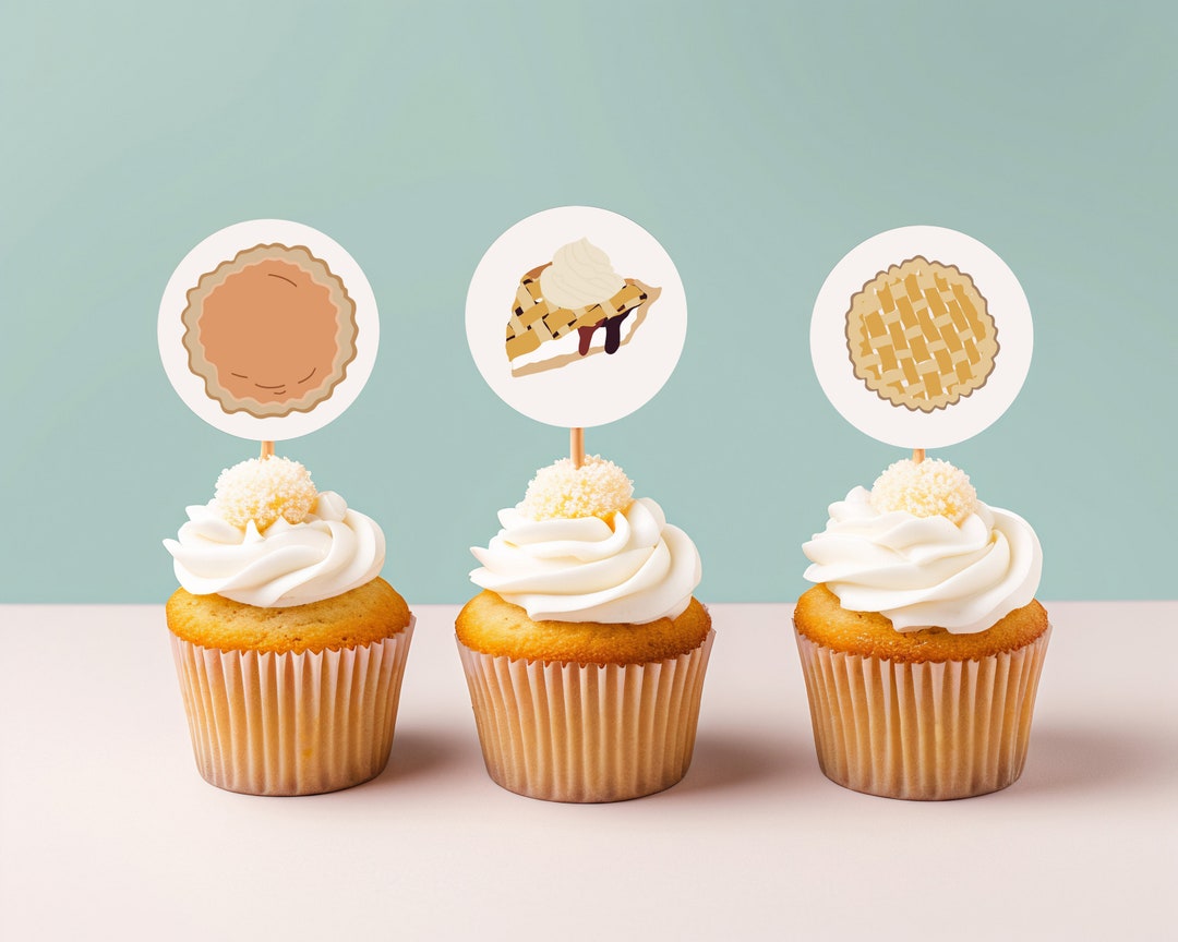 Pie Cupcake Topper Template, Pie Theme Cupcake Toppers, Birthday Party ...