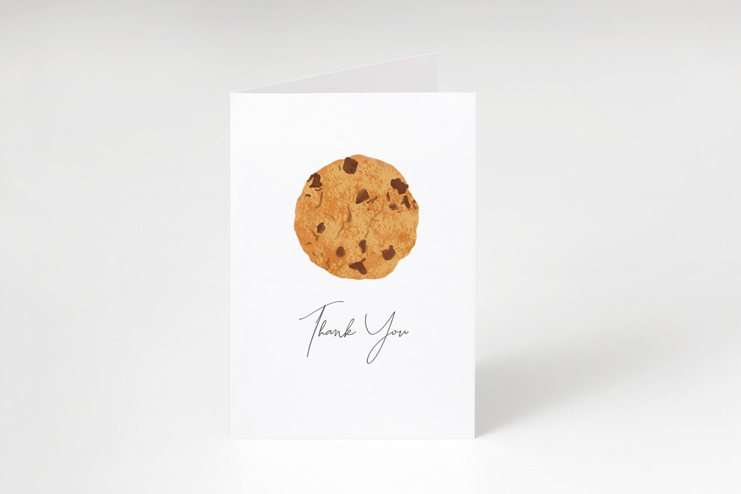 Chocolate Chip Cookie Thank You Card, Editable Template (instant ...