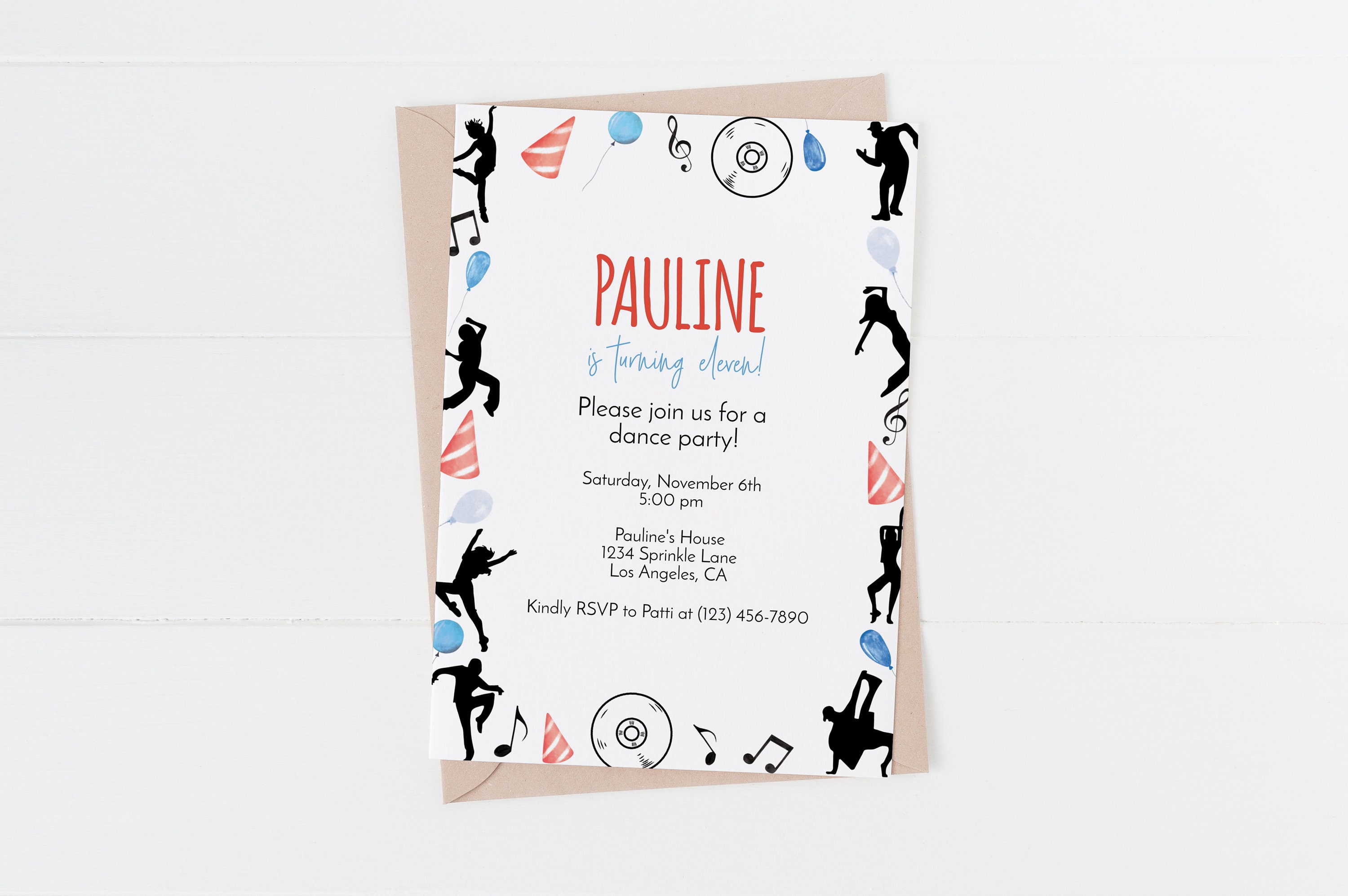 Dance Party Birthday Invitation Template, Editable Dancing Birthday ...