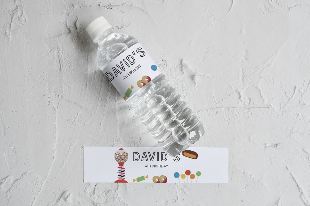 Candy Water Bottle Label Template, Candy Birthday Party Water Bottle ...