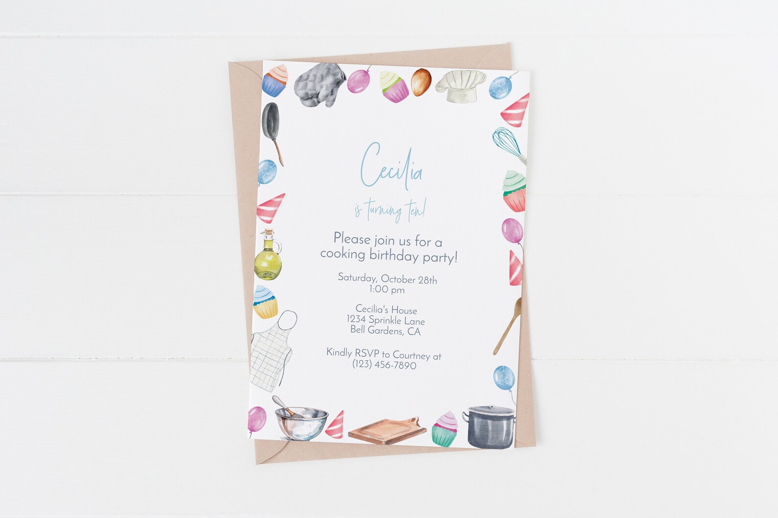 Cooking Party Invitation Template, Cooking Party Birthday Invite ...