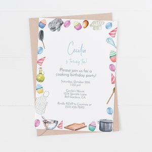 Cooking Party Invitation Template, Cooking Party Birthday Invite ...