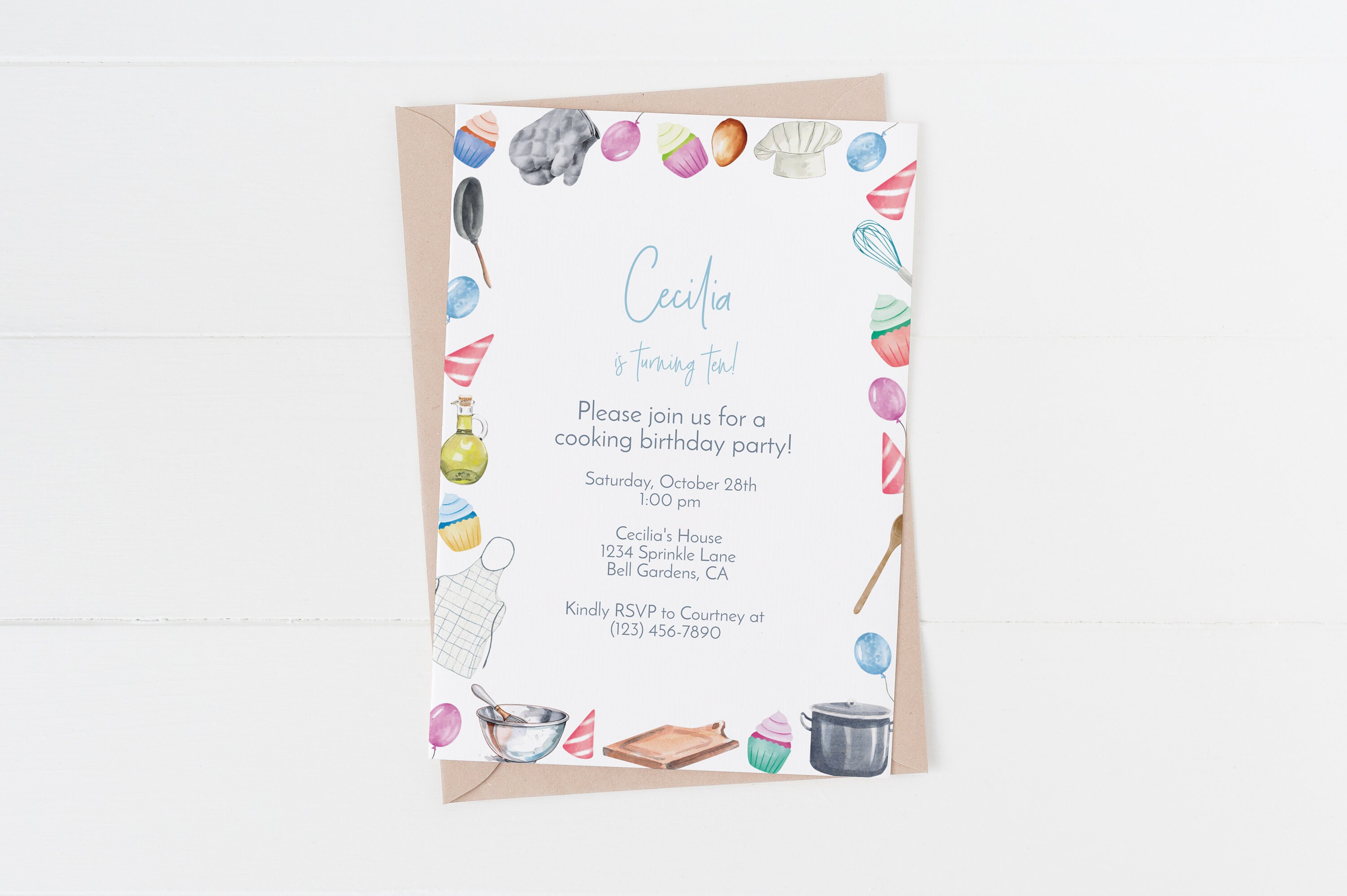 Cooking Party Invitation Template, Cooking Party Birthday Invite ...