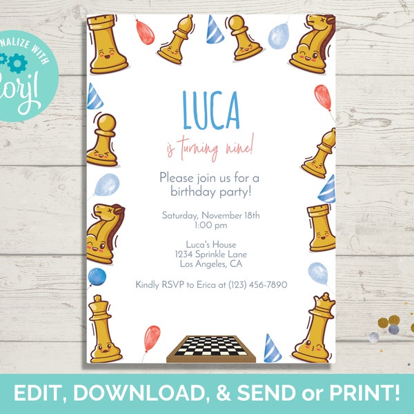 Chess Birthday Invitation - Etsy