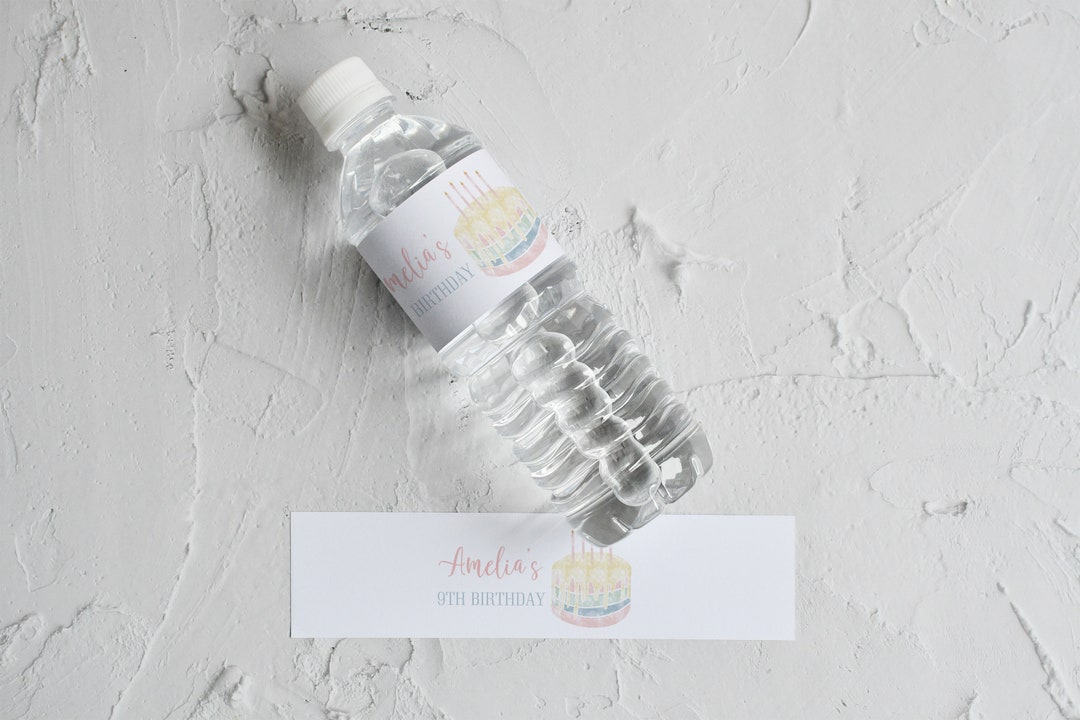 Drip Cake Water Bottle Label Template, Birthday Party Water Bottle ...