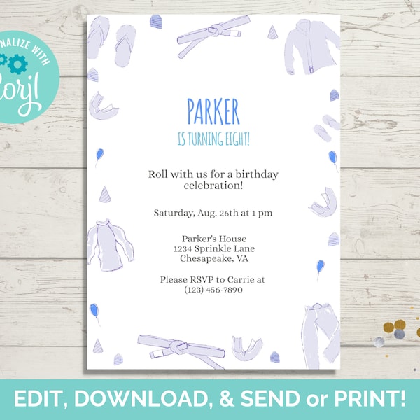 Jiu Jitsu Birthday Invitation - Etsy