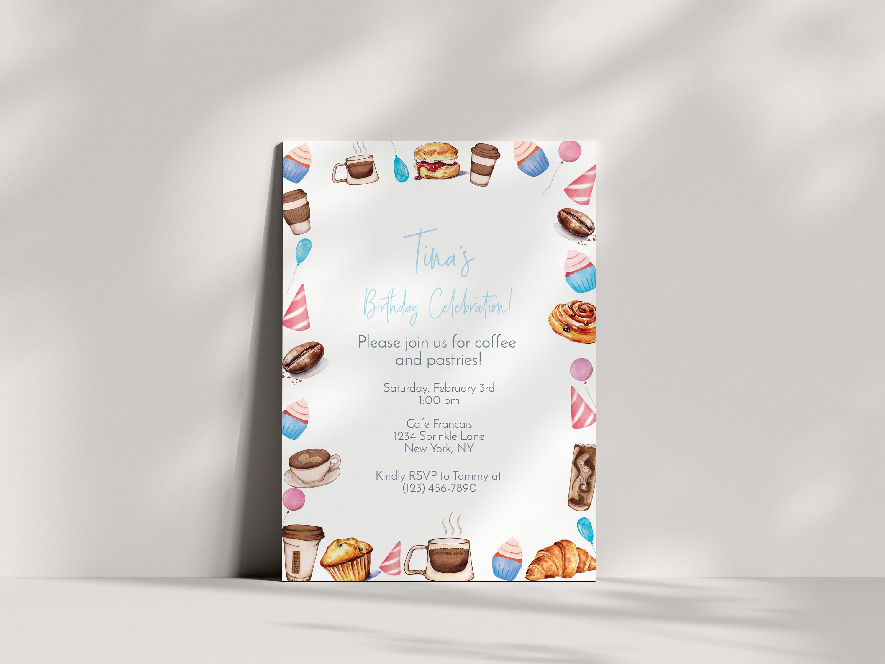 Coffee and Pastries Invitation Template, Coffee and Pastries Birthday ...