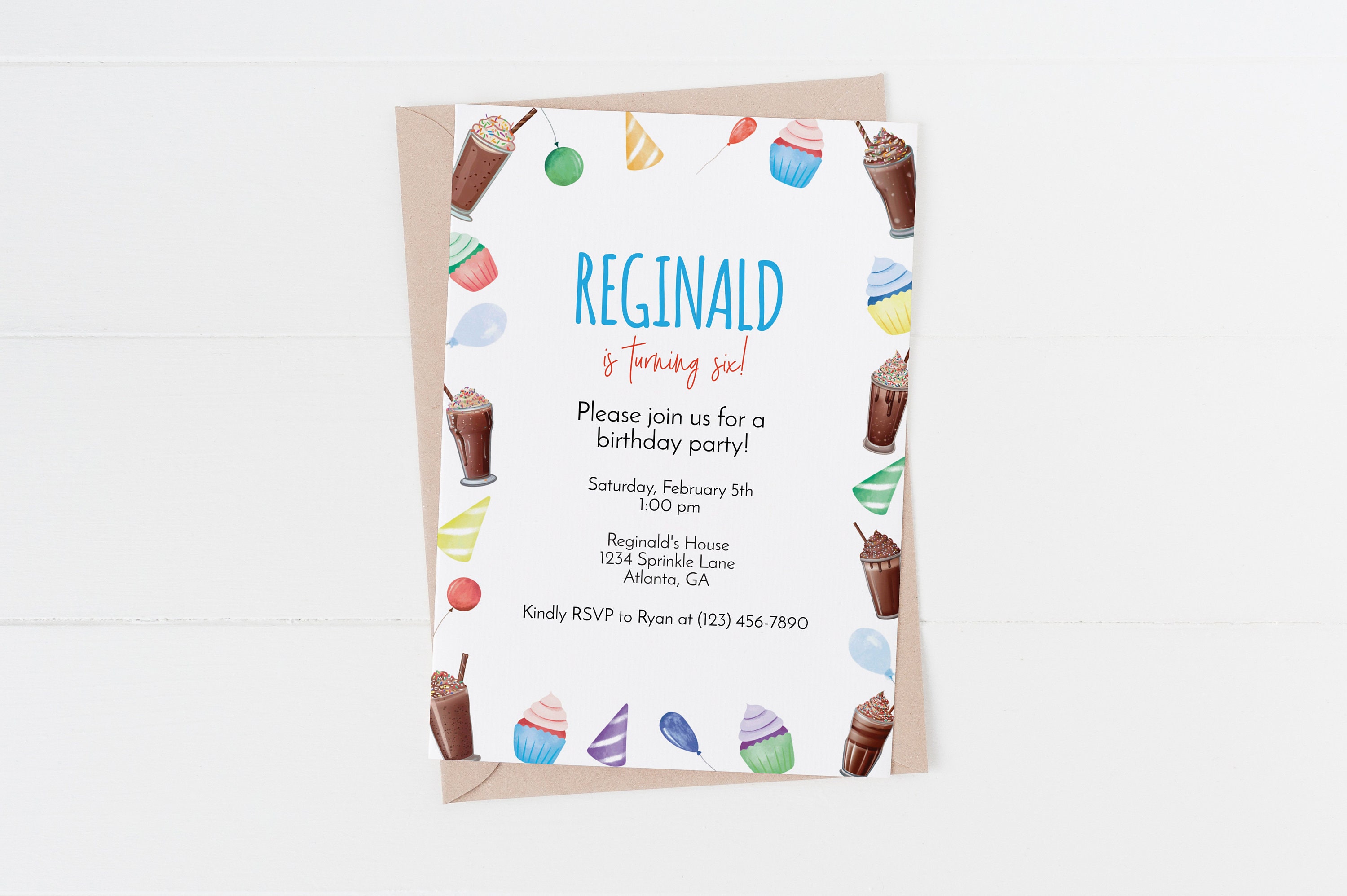 Milkshake Birthday Invitation Template, Editable Party Invite (digital ...