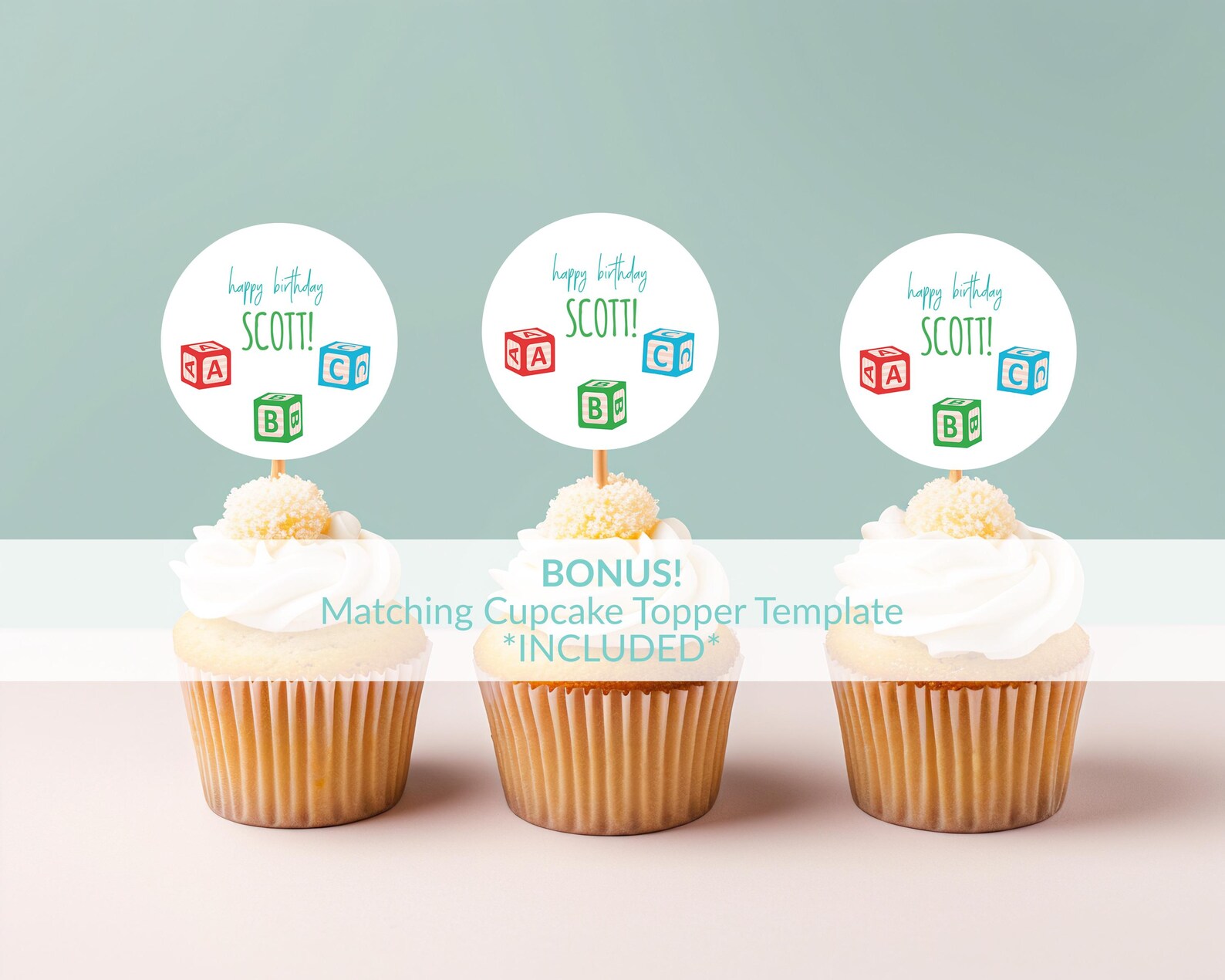 ABC Blocks Theme Invitation Template, Editable Birthday Party Invite ...