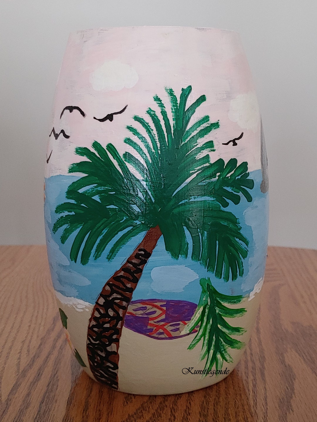 Summer Vase Hand-painted Glass Vase Hand-painted Seaside Vase Sea ...