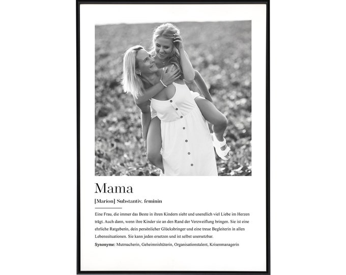 Mama Definition Poster zum Ausdrucken | Geschenk Mama | Bedeutung Mama ...