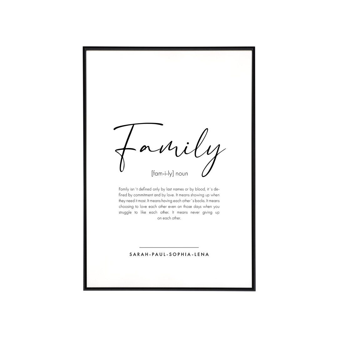 Personalisiertes Familienposter mit Definition "Family" - Familie ...