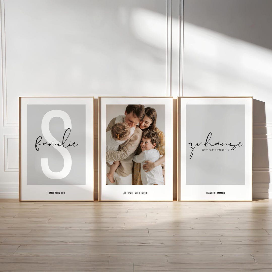 Personalized Family Poster Set - Canva Template, Editable Modern ...