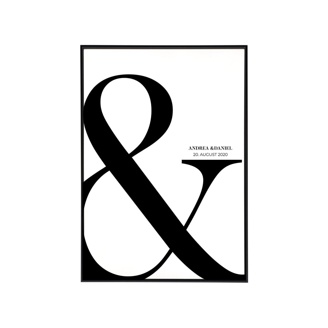 Personalized Poster "&" With Name and Date - Gift, Anniversary, Moving ...
