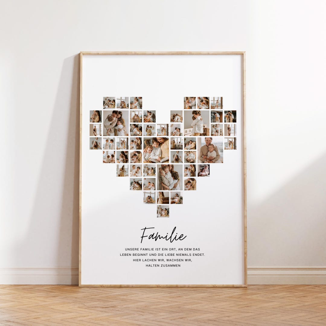 Family Gift Photo Collage Heart Shape - Personalized Photo Collage for ...