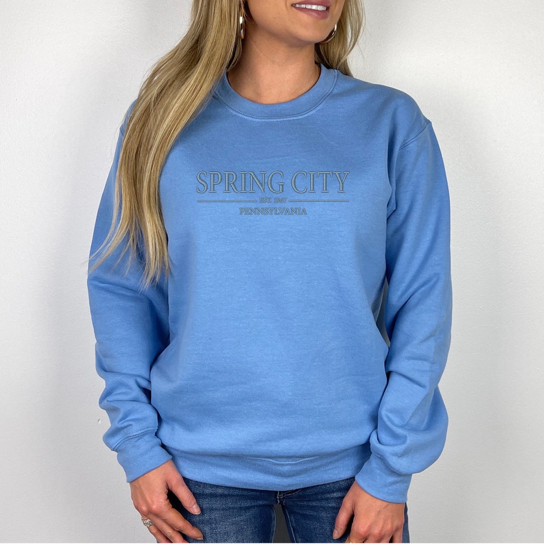 Spring City Embroidered Tone-on-tone Sweatshirt - Etsy