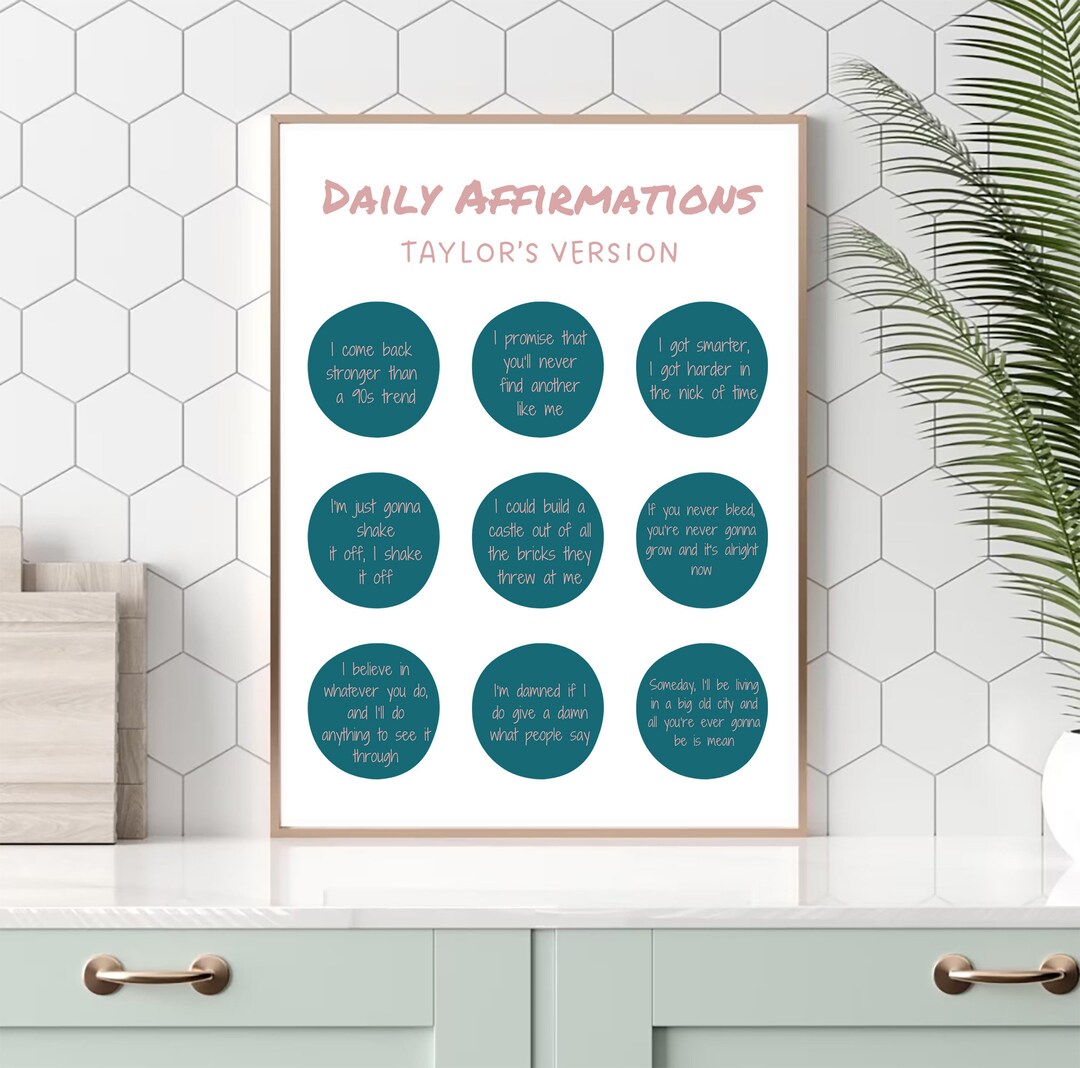Swiftie Affirmations Print Taylor Swift Lyrics Eras Tour Swiftie Gift ...