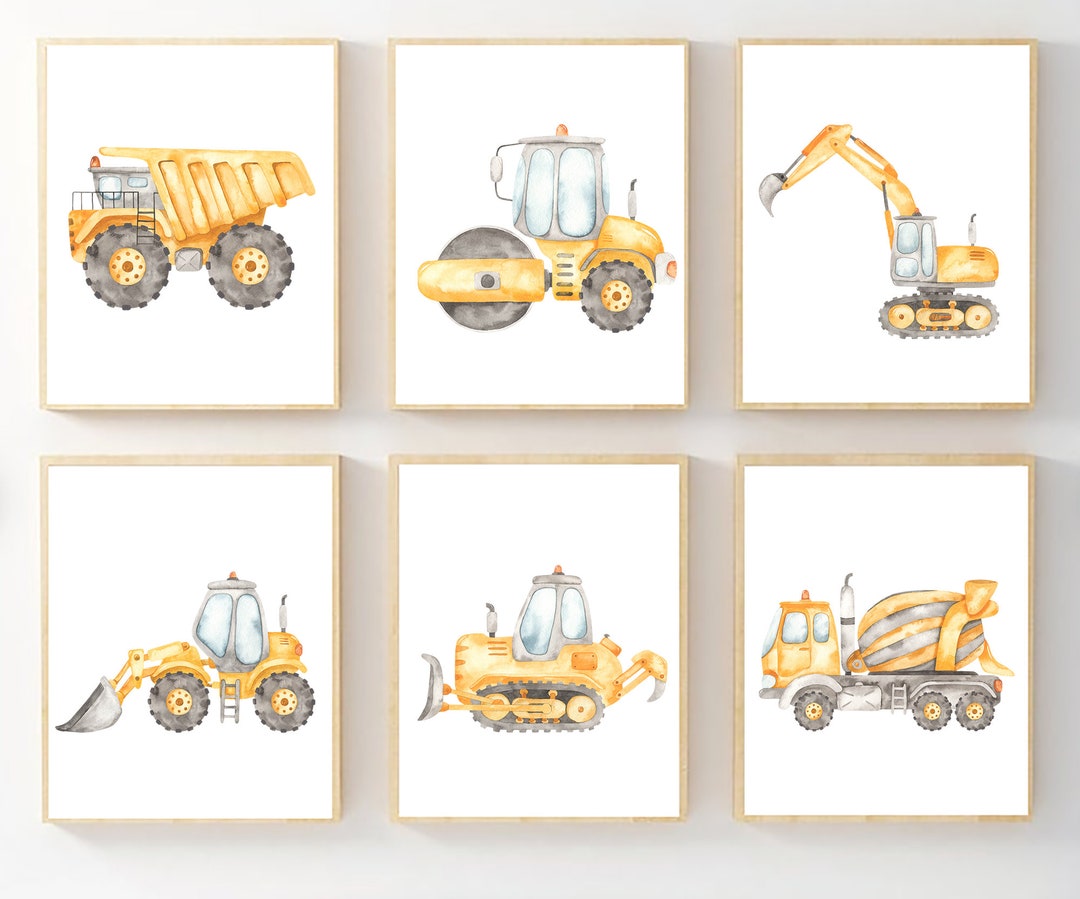 Construction Vehicle PRINTABLES Set of 6 Digger Trucks Art - Etsy