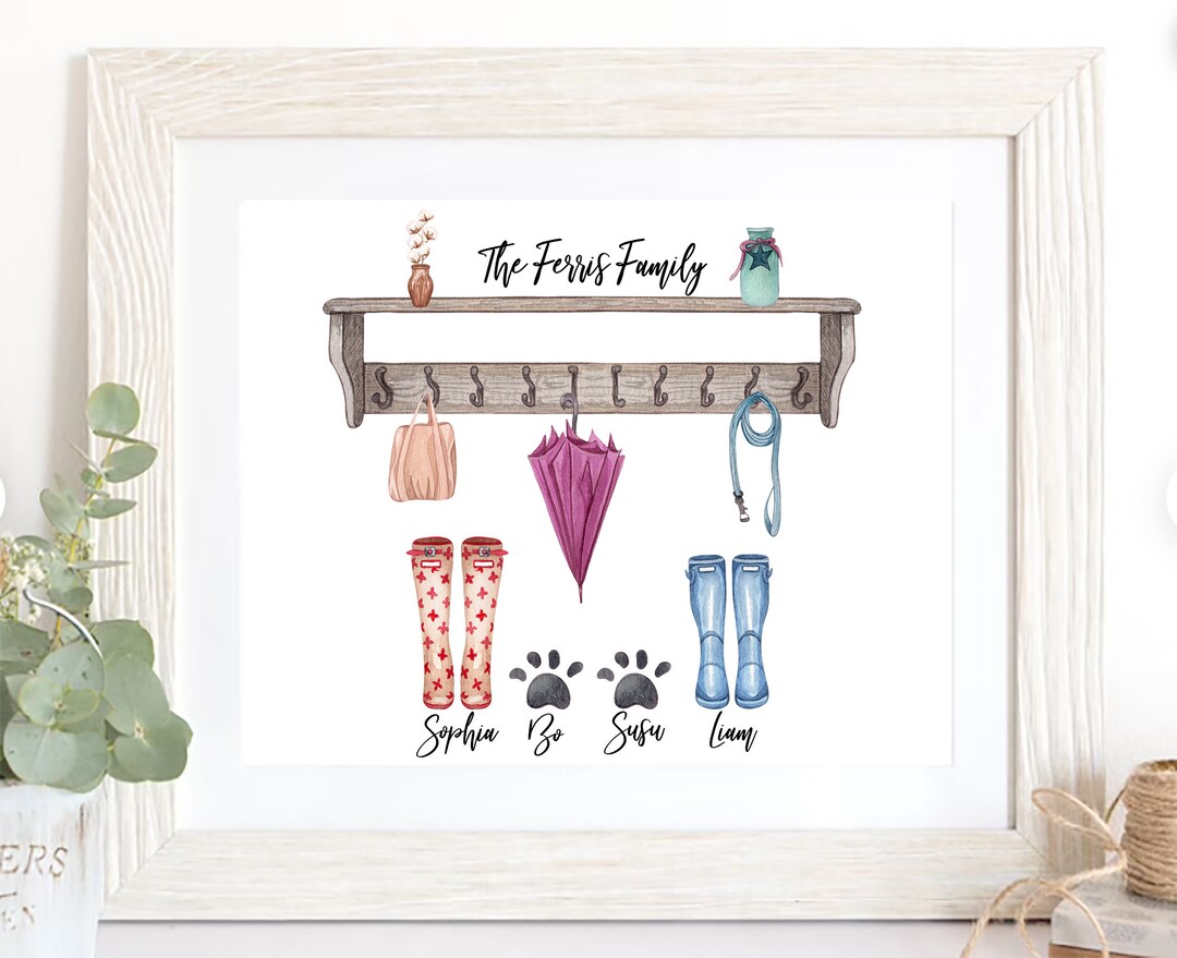 Family Welly Boot Print, Personalised Family Print, Welly Boot Family ...
