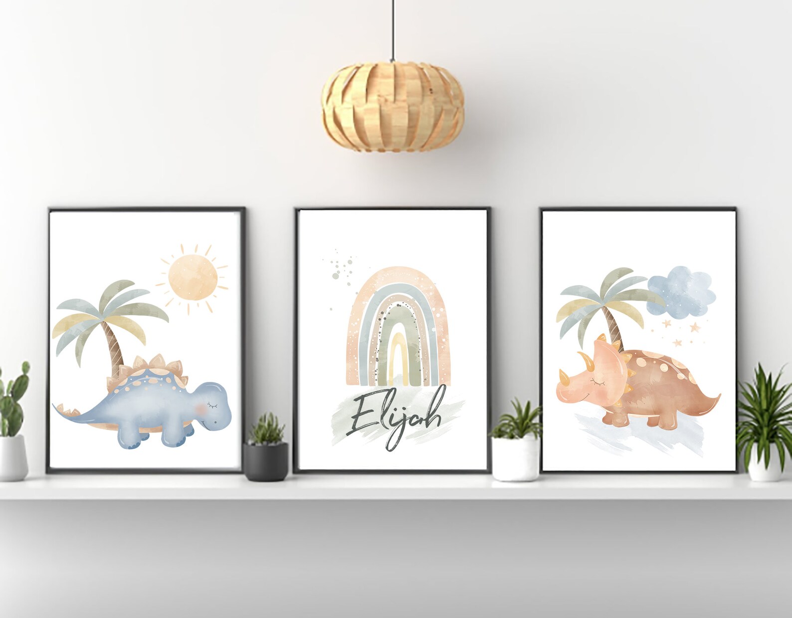 Set of 3 Boho Dinosaur Nursery PRINTABLES With Baby's - Etsy