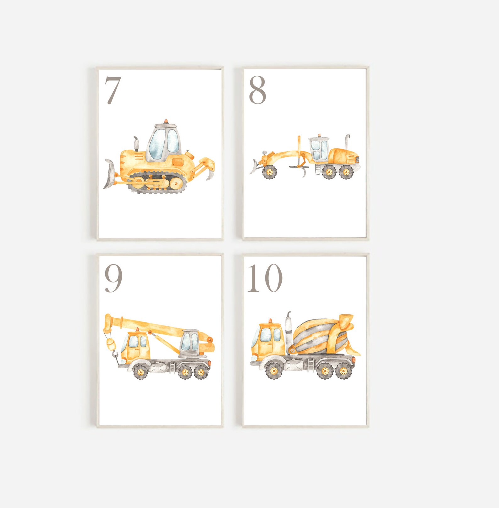 Construction Vehicle PRINTABLES Set of 6 Digger Trucks Art - Etsy