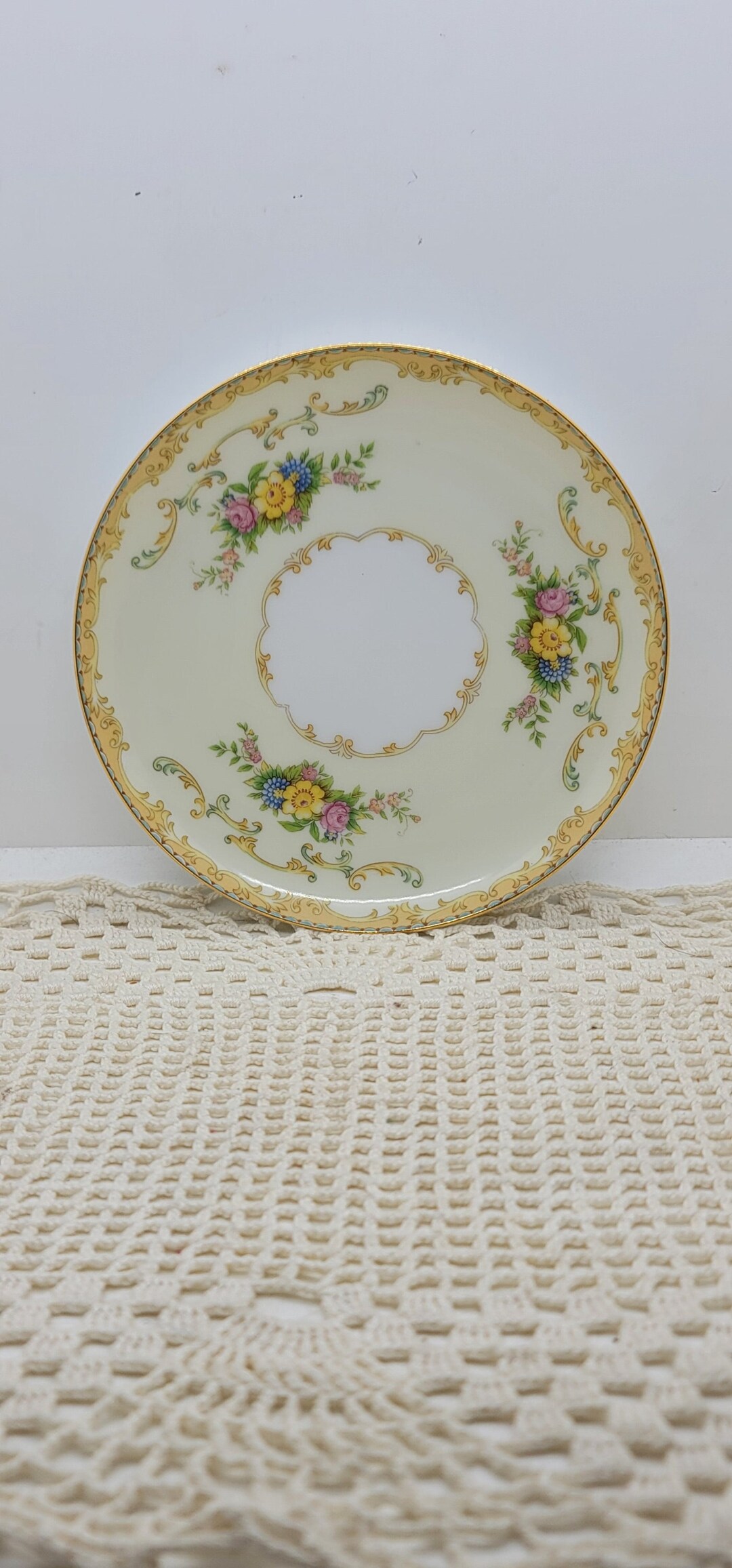 Set of Seven Noritake Mimi Dessert Plates, Cream With Yellow & Green ...