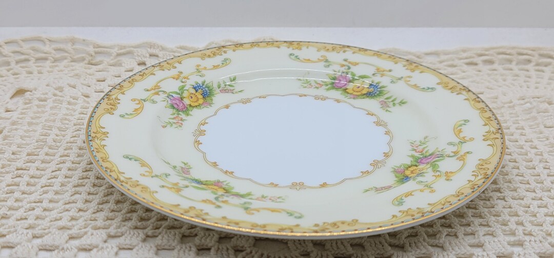Set of Two Noritake Mimi Luncheon or Salad Plates, Cream With Yellow ...